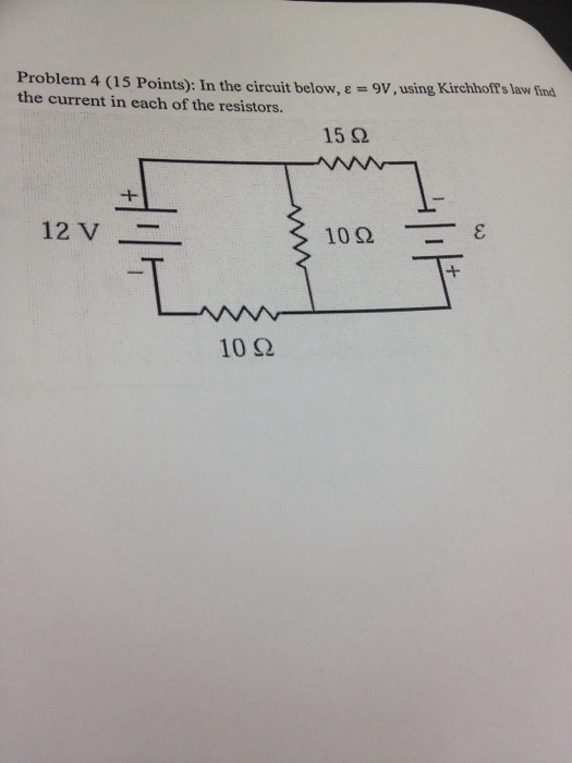 Solved In the circuit below, e = 9v, using Kirchhoff's law | Chegg.com