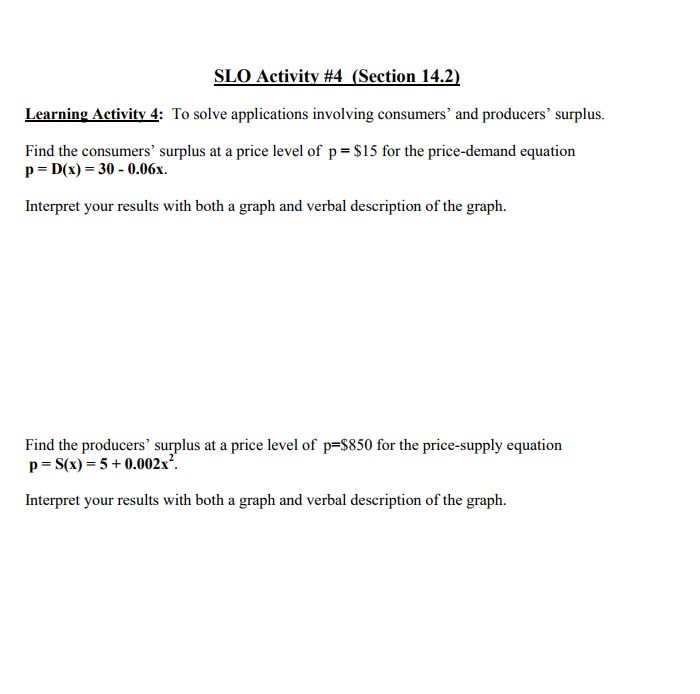 Solved SLO Activity #4 (Section 14.2) Learning Activity 4: | Chegg.com