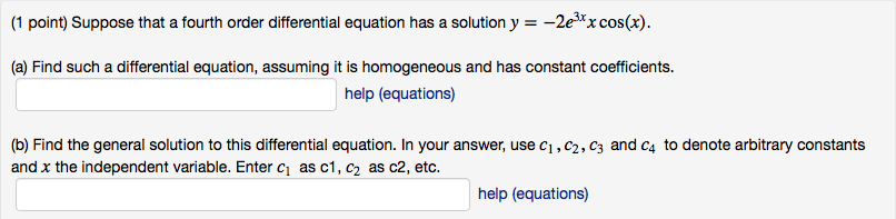 Solved (1 point) Suppose that a fourth order differential | Chegg.com