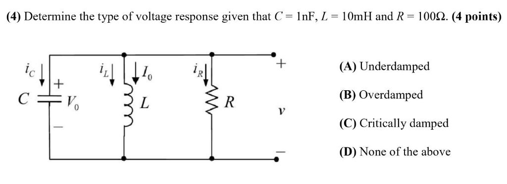 Solved (4) Determine the type of voltage response given that | Chegg.com