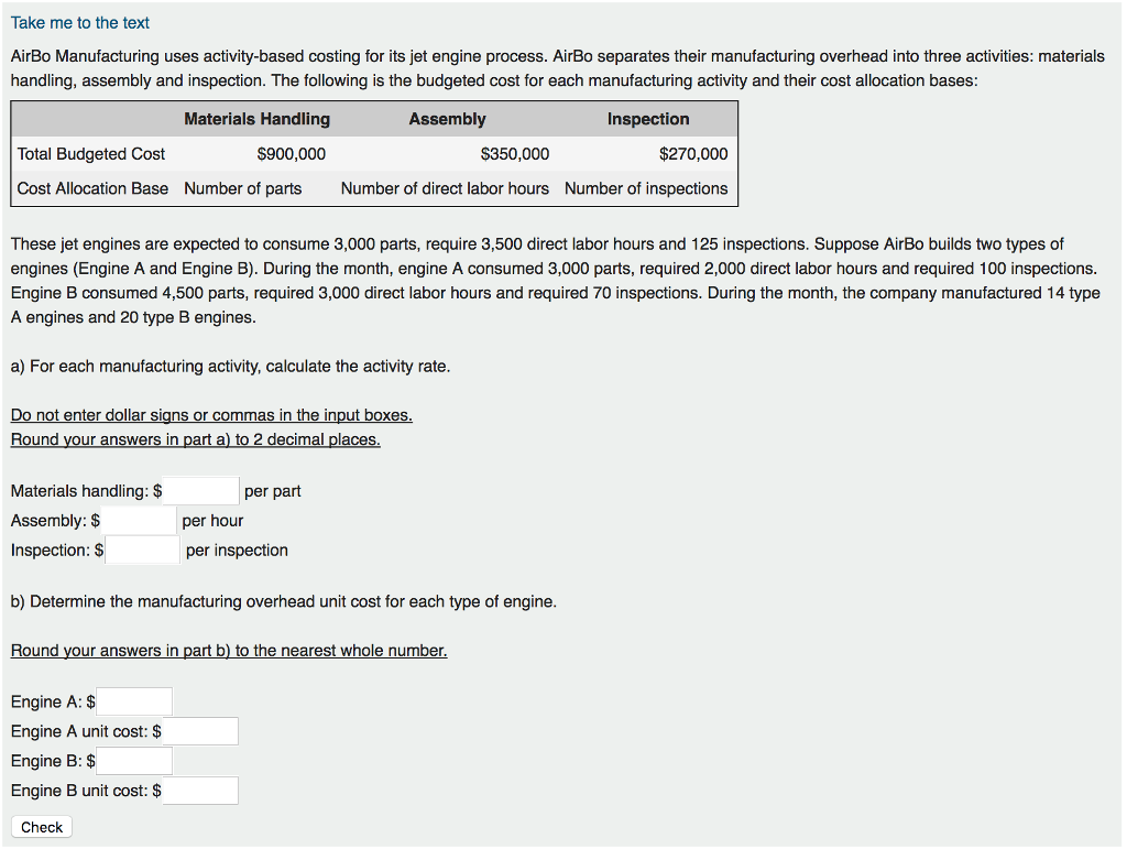 Solved AirBo Manufacturing uses activity-based costing for | Chegg.com