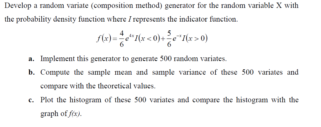 Develop a random variate (c the probability density | Chegg.com