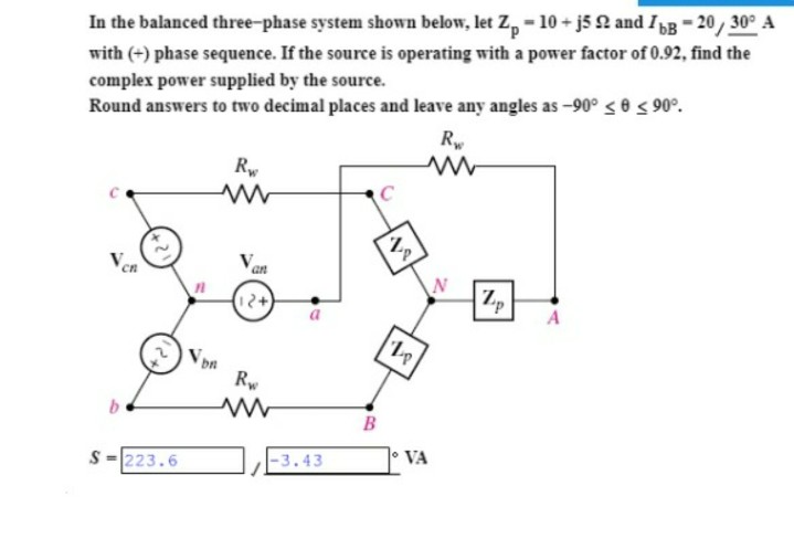 Solved In the balanced three-phase system shown below, let | Chegg.com