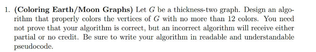 Solved 1. (Coloring Earth/Moon Graphs) Let G be a | Chegg.com
