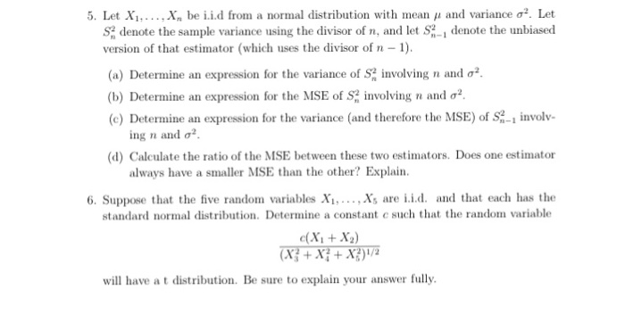 Solved Let X_1,....,X_n be i.i.d from a normal distribution | Chegg.com