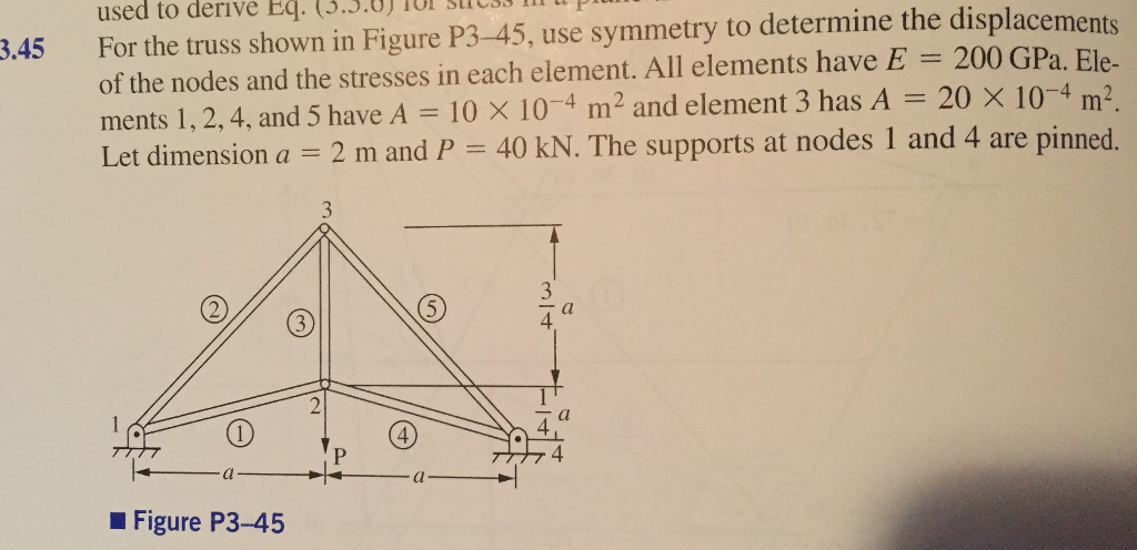 Solved For the truss shown in Figure P3-45, use symmetry to | Chegg.com