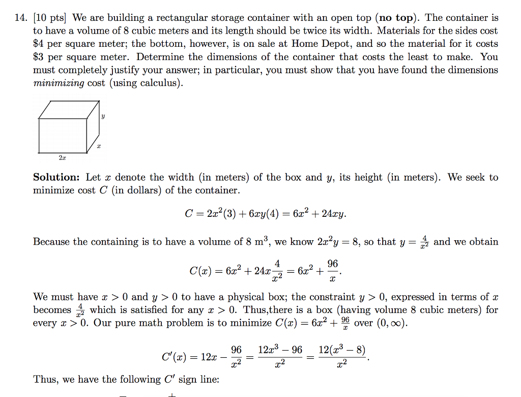 Solved 14. 10 pts We are building a rectangular storage | Chegg.com