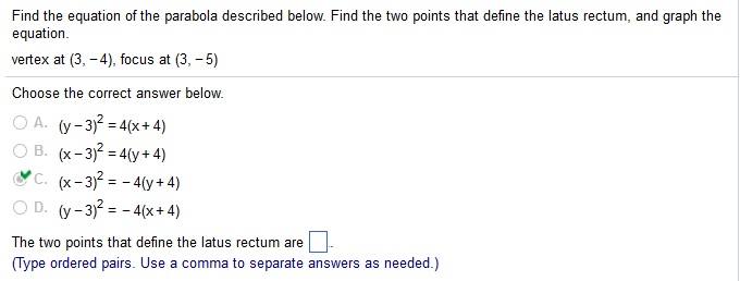 Solved Find the equation of the parabola described below. | Chegg.com