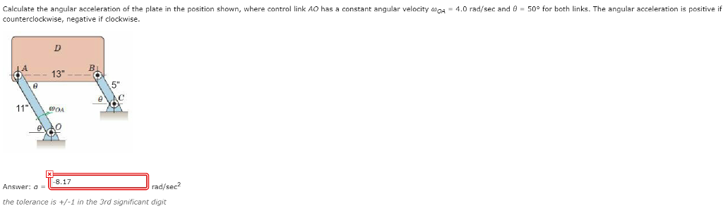 Solved Calculate the angular acceleration of the plate in | Chegg.com
