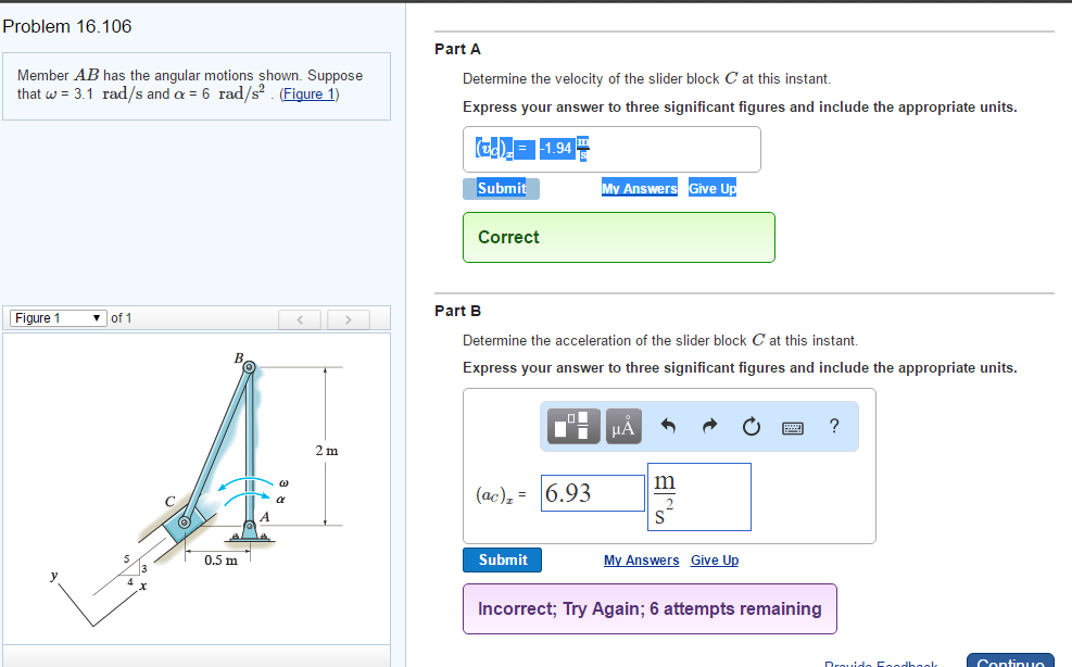 Solved Member AB has the angular motions shown. Suppose that | Chegg.com