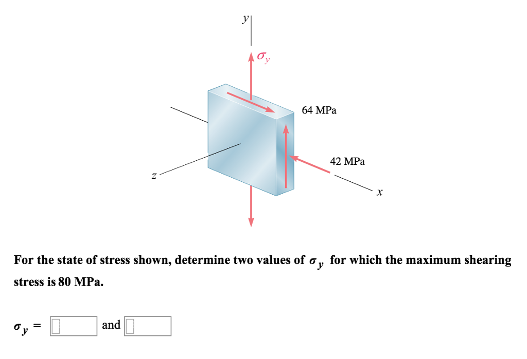 Solved 64 MPa 42 MPa or For the state of stress shown, | Chegg.com