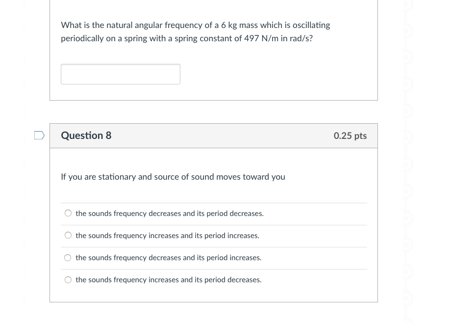 Solved What is the natural angular frequency of a 6 kg mass | Chegg.com