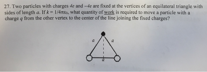 Solved Two particles with charges 4e and -4e are fixed at | Chegg.com