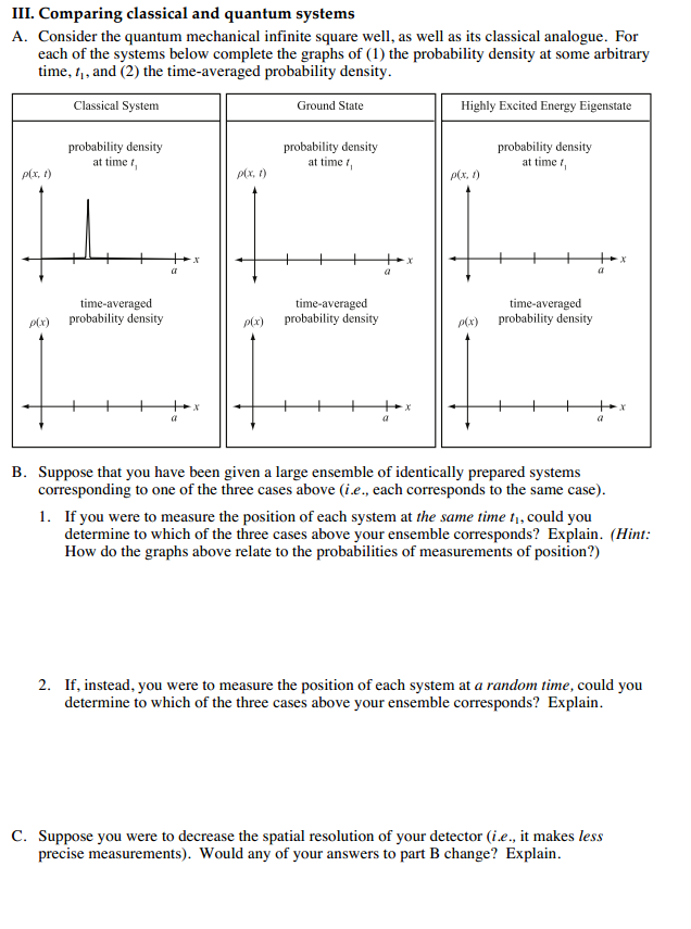 III. Comparing classical and quantum systems A. | Chegg.com