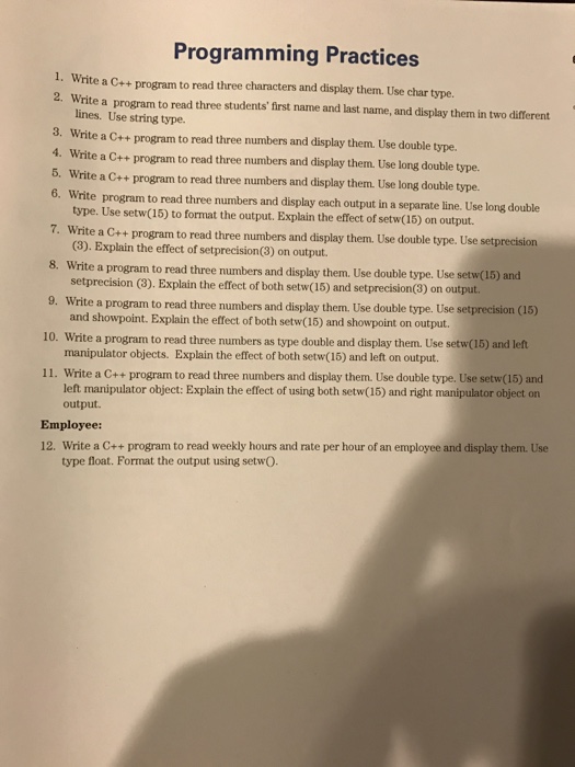 Solved Write a C++ program to read three characters and | Chegg.com
