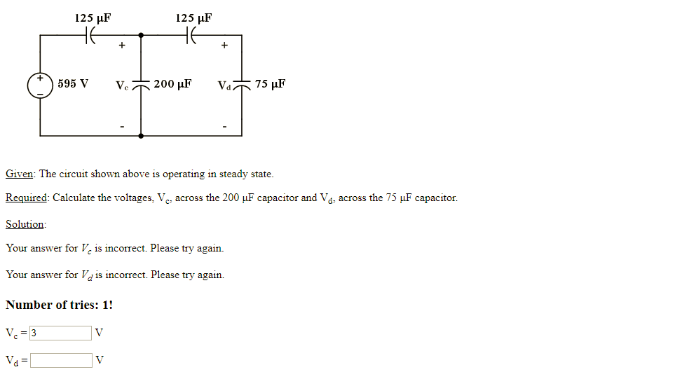 Solved 125 ?F 125 ?F Given: The circuit shown above is | Chegg.com
