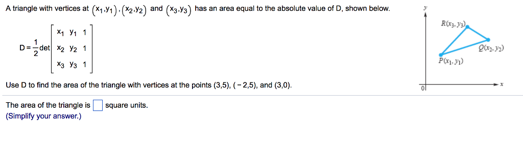 Solved A triangle with vertices at (x_1, y_1), (x_2, y_2) | Chegg.com
