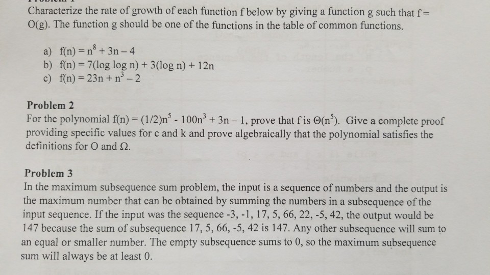 Solved Characterize the rate of growth of each function f | Chegg.com Solved Characterize the rate of growth of each function f | Chegg.com