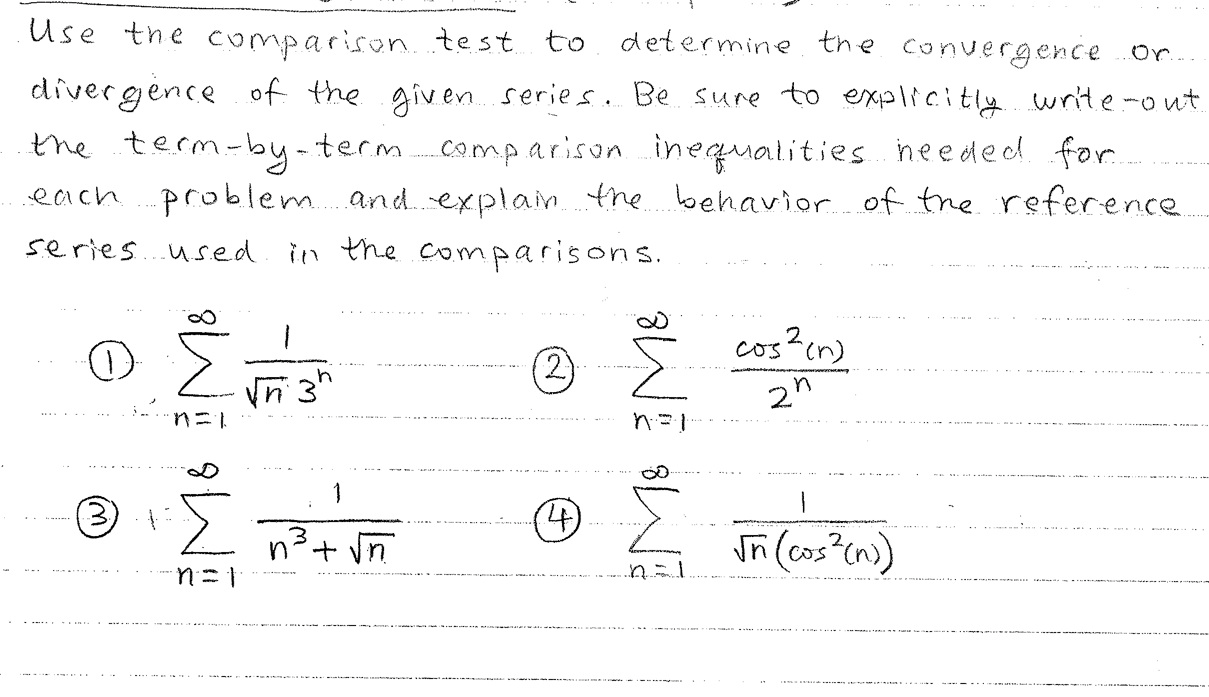 Solved Use the comparison test to determine the convergence | Chegg.com