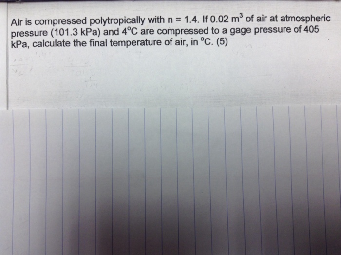Solved Air is compressed polytropically with n = 1.4. If | Chegg.com