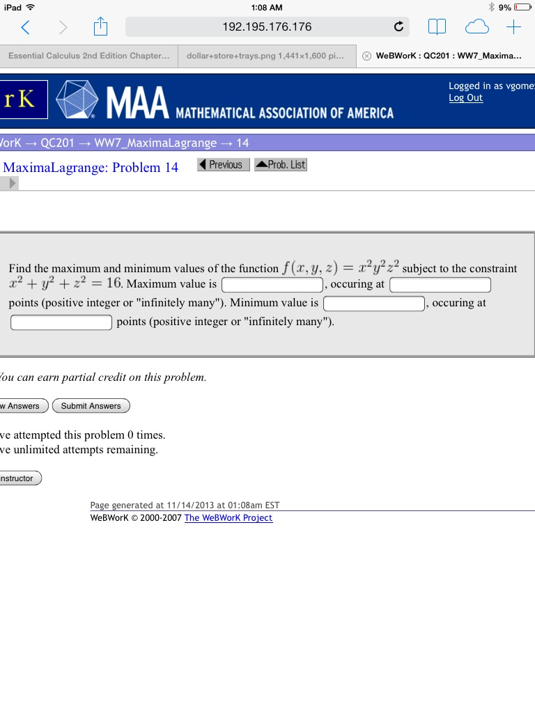 Solved Find The Maximum And Minimum Values Of The Function 1967