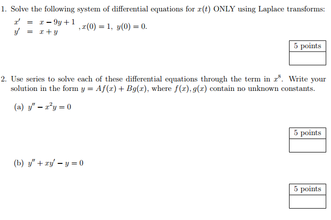 Solved Solve the following system of differential equations | Chegg.com