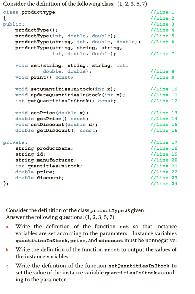 Solved Consider the definition of the following class: (1, | Chegg.com