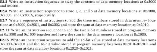 E2.2 Write an instruction sequence to swap the | Chegg.com