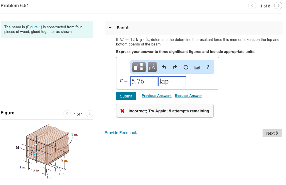 Solved Problem 6.51 1 of 8 The beam in (Figure 1) is | Chegg.com