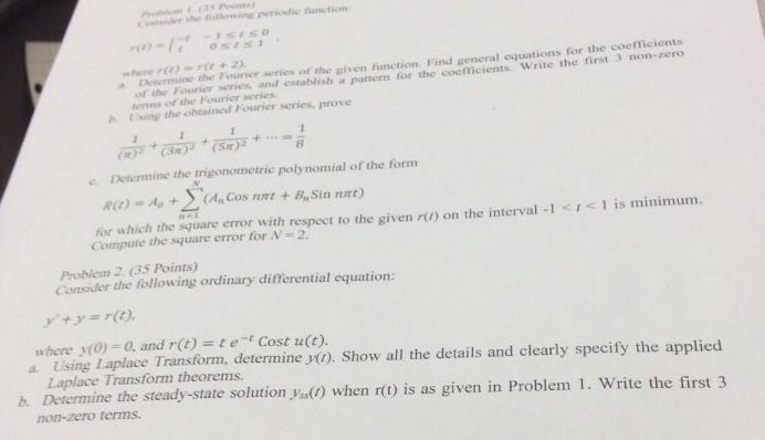 Solved Determine the Fourier series of the given Function. | Chegg.com