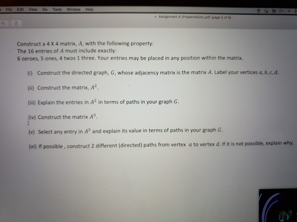 Solved FileEdit View Go Tools Window Help Assignment 4 | Chegg.com