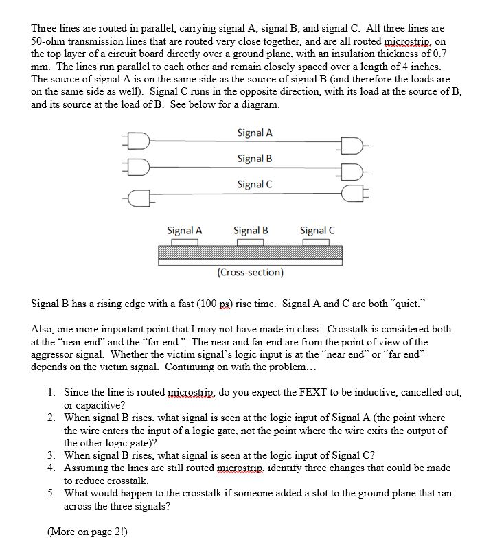 Three lines are routed in parallel, carrying signal | Chegg.com