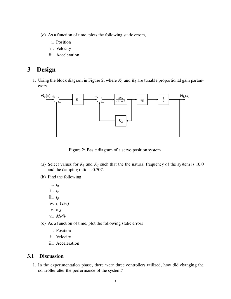 1. Given a unity feedback angular position DC-Servo | Chegg.com