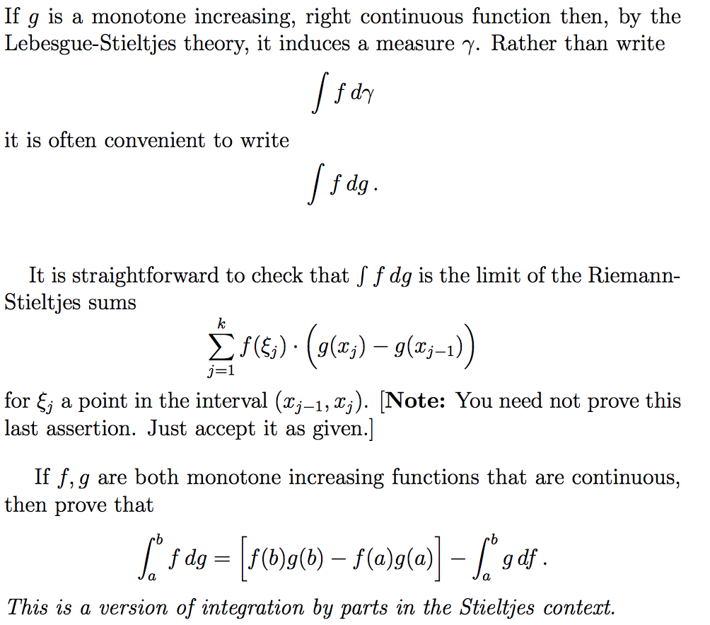 Solved If g is a monotone increasing, right continuous | Chegg.com
