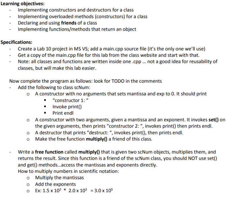 Solved Need help with this short C++ lab involving | Chegg.com