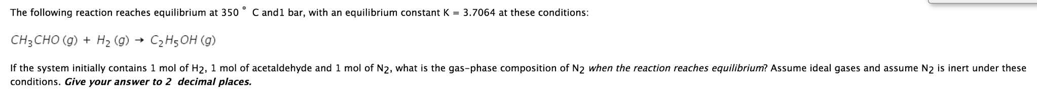 Solved The following reaction reaches equilibrium at 350 | Chegg.com