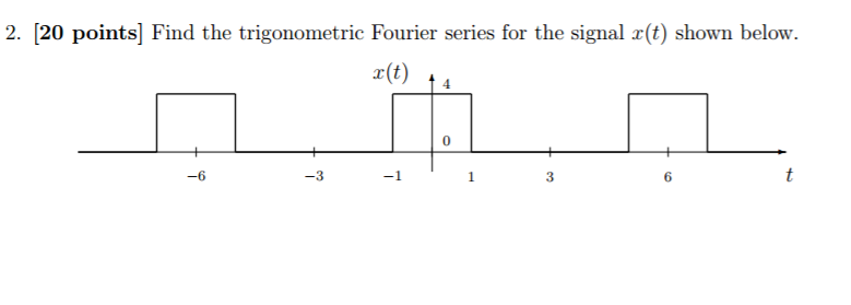 Solved 2. [20 points] Find the trigonometric Fourier series | Chegg.com