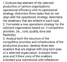 Evaluate key element of the selected production or | Chegg.com
