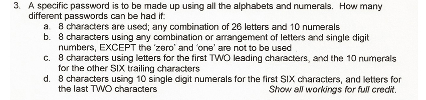 Solved A specific password is to be made up using all the | Chegg.com