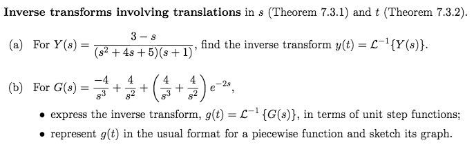 Solved Inverse transforms involving translations in s | Chegg.com