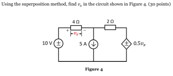 Solved Using the superposition method, find v in the circuit | Chegg.com