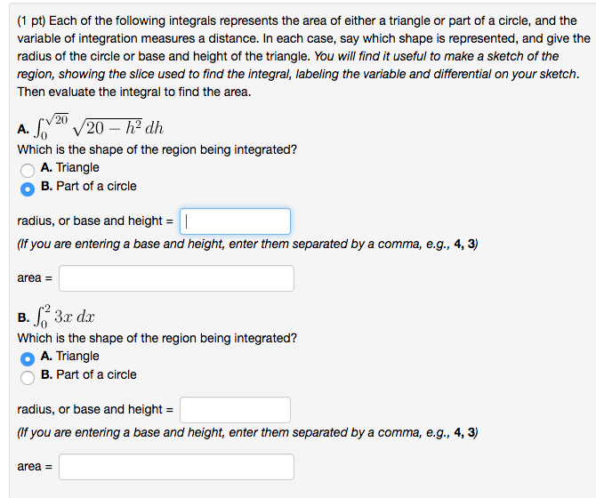 Solved Each of the following integrals represents the area | Chegg.com