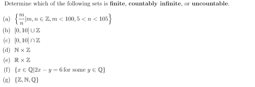 Solved Determine which of the following sets is finite, | Chegg.com