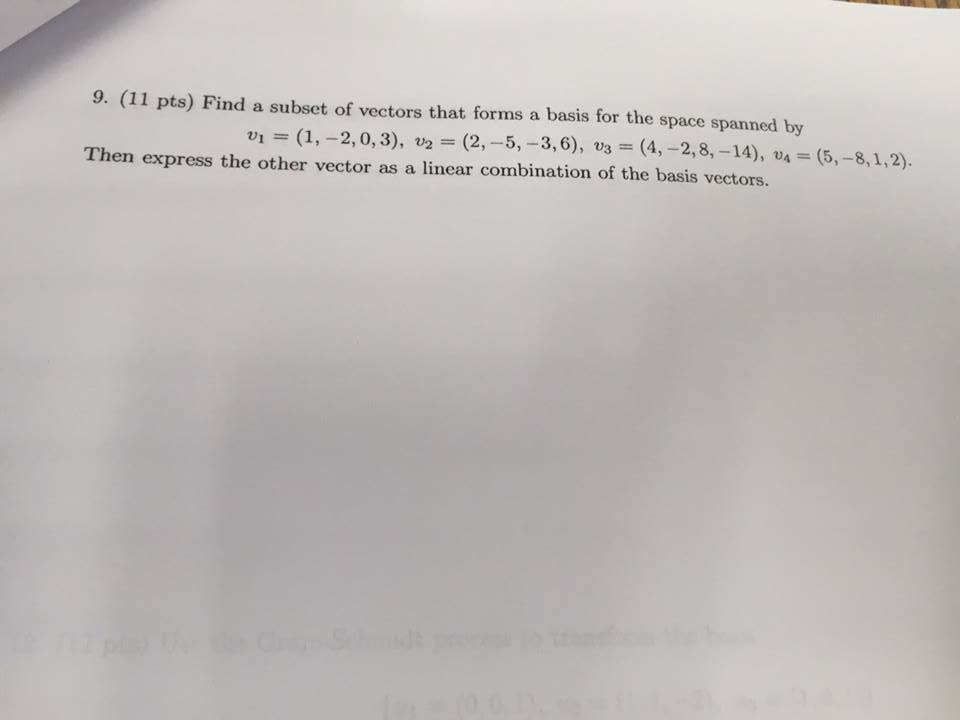 Solved Find a subset of vectors that forms a basis for the | Chegg.com