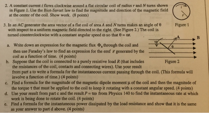 Solved A constant current i flows clockwise around a flat | Chegg.com