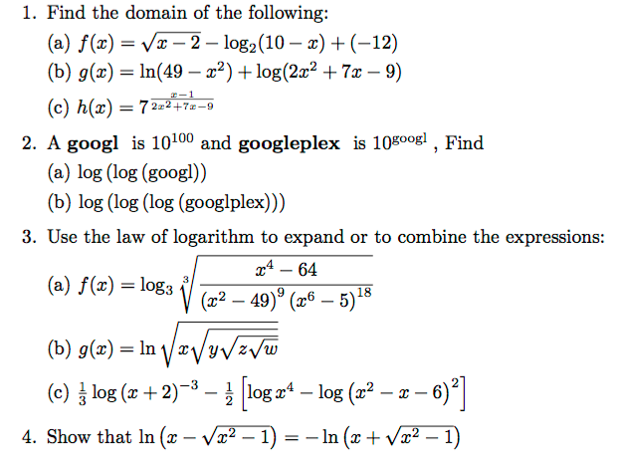 Solved Find The Domain Of The Following F x Squareroot Chegg
