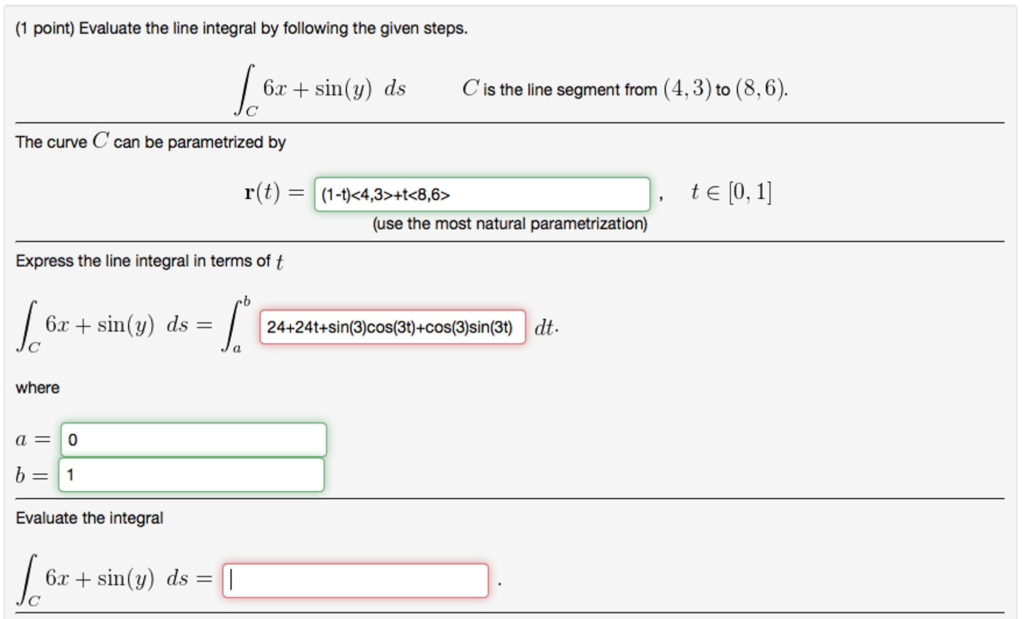 Solved Evaluate the line integral by following the given | Chegg.com