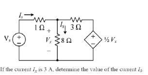Solved If the current Ix is 3 A, determine the value of the | Chegg.com