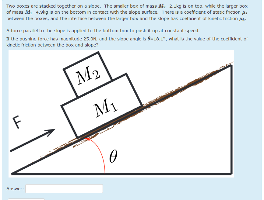 Solved Two boxes are stacked together on a slope. The | Chegg.com