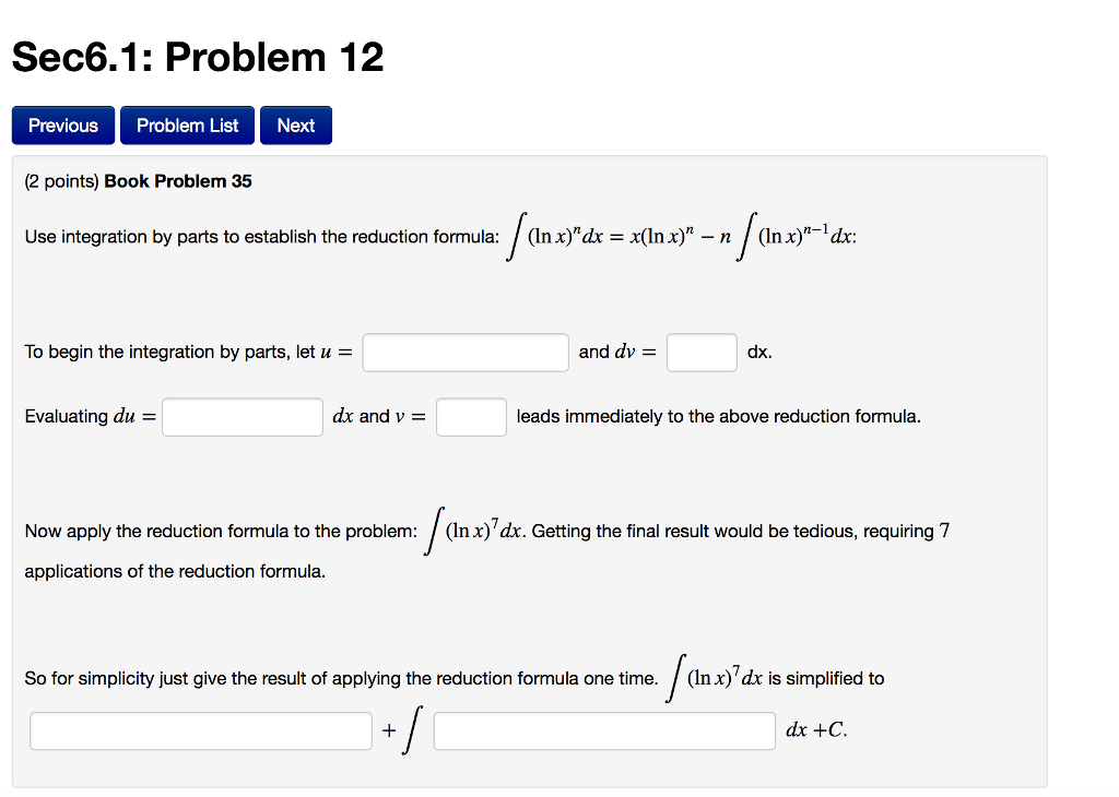 Solved Use integration by parts to establish the reduction | Chegg.com